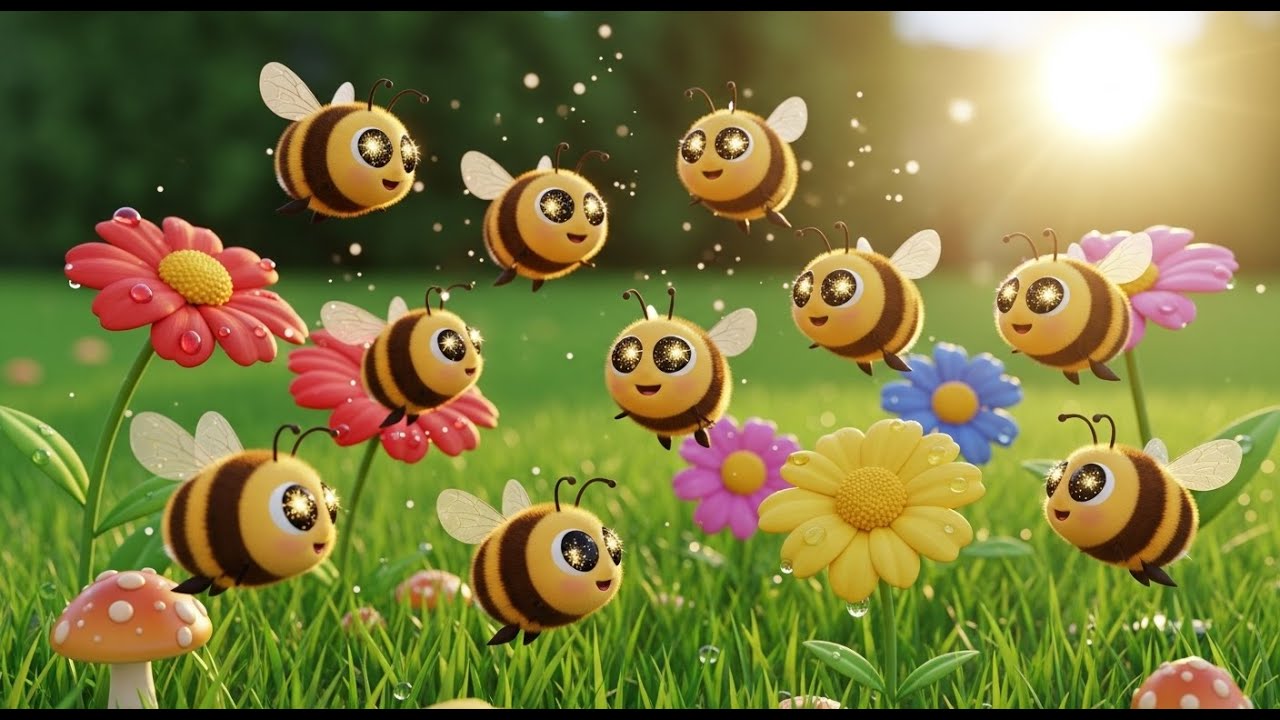 Ten Busy Bees Buzzing Around | Kids Educational Song - YouTube