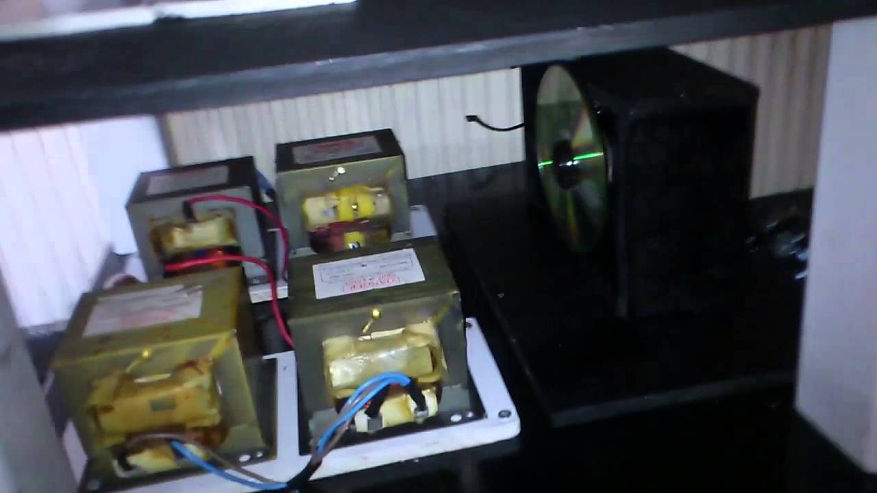 Quad mot tesla coil early stage - YouTube