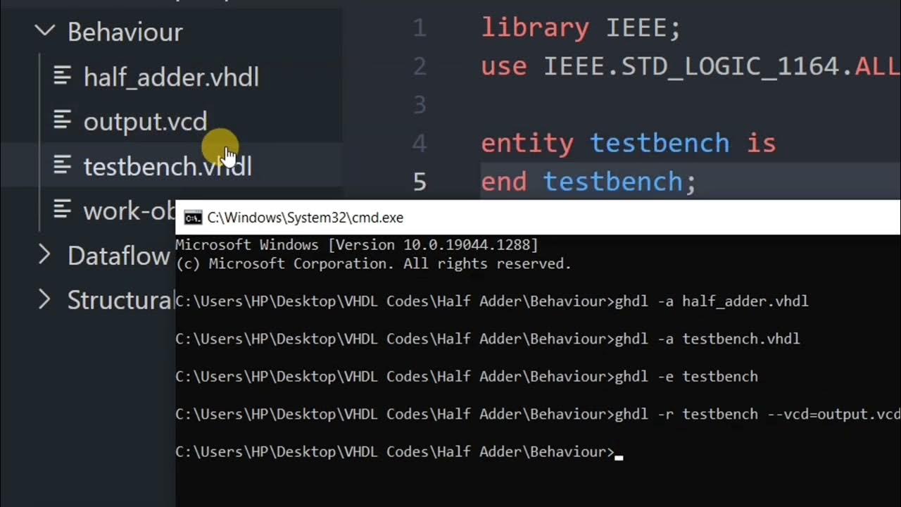 Vhdl Code Compliation Using Ghdl And Waveform Viewing Using Gtkwave In Tamil Youtube