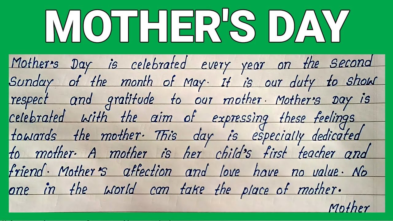 Write English Essay on Mother's Day | Simple Easy English Essay on ...