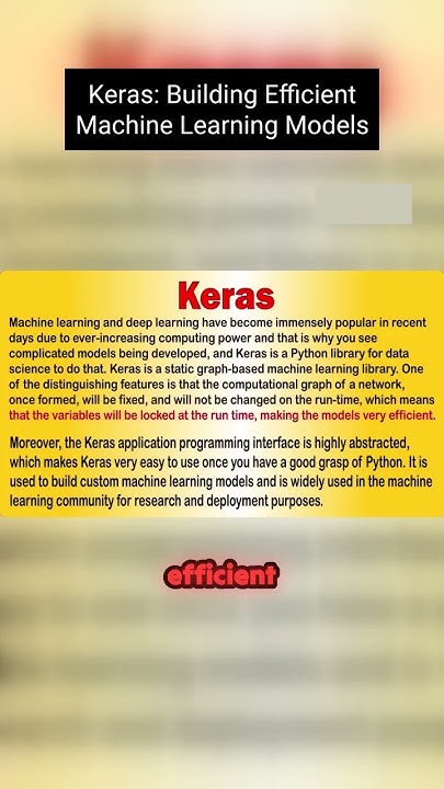 Keras Building Efficient Machine Learning Models #machinelearning - YouTube