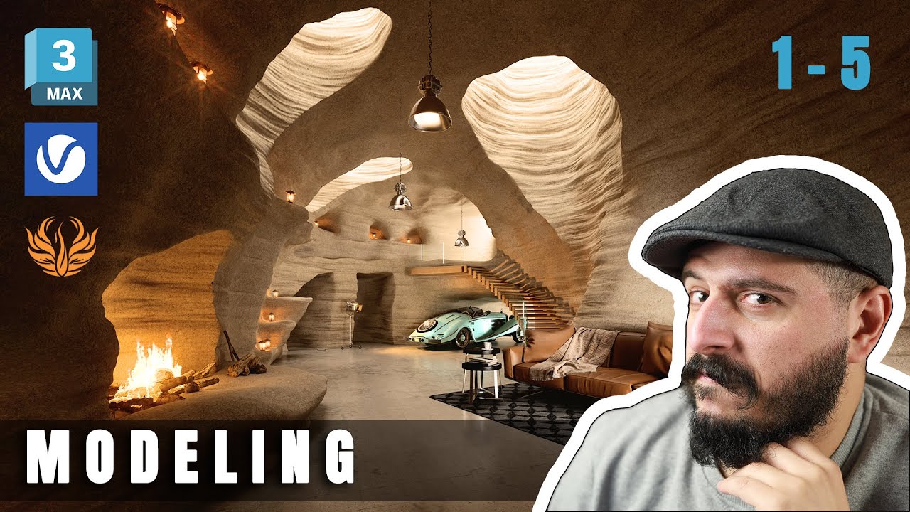 3DS MAX CAVE SCENE PT.1 ORGANIC CAVE MODELING ثري دي ماكس - YouTube