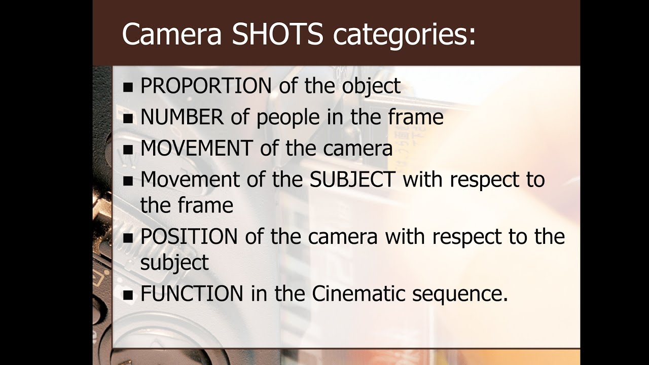 Learn the Various Camera Shot Categories | COURSE - YouTube