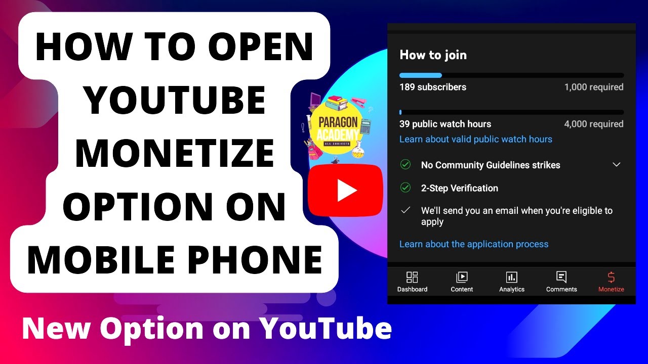 YouTube Monetize option on Mobile Phone 💯% work - YouTube