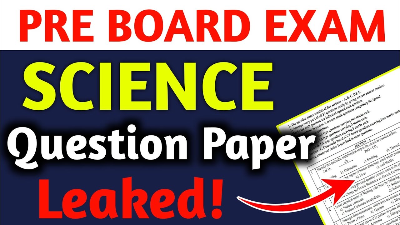 Pre-Board Exam Class 10 Science Question Paper 2024 | Class 10 Science ...