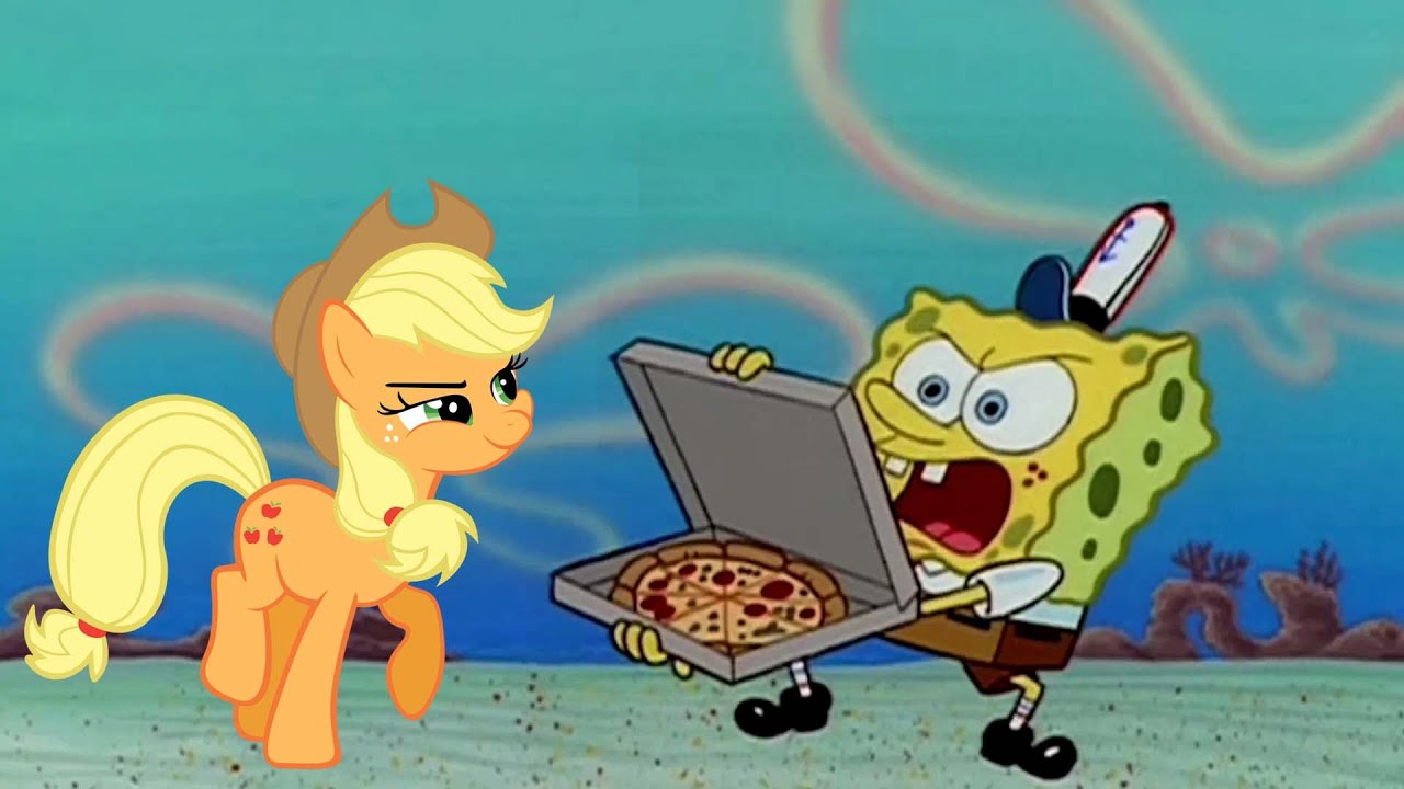 Apple Jack trying to get a pizza from Spongebob My Little Pony - YouTube