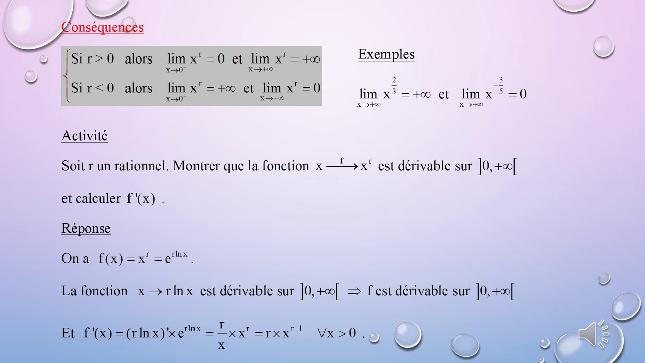 Fonctions puissance un rationnel : [Cour BAC math et sc] - YouTube