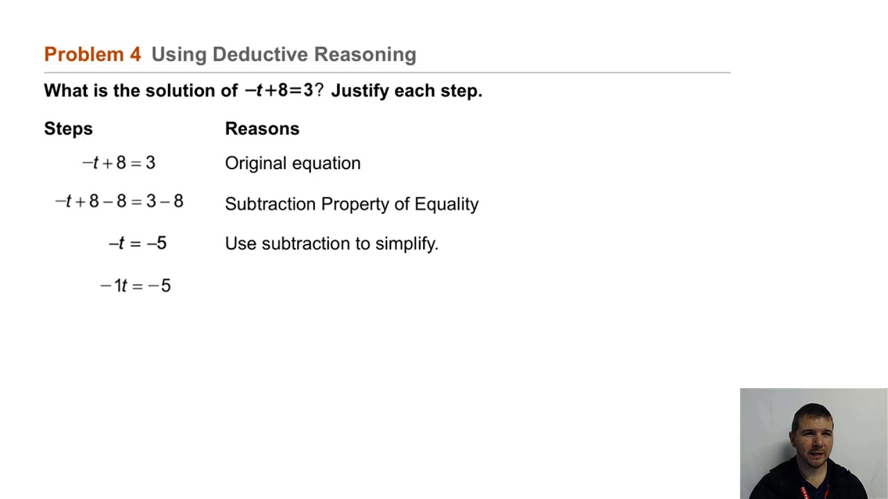 Algebra 1 2-2 Solving Two-Step Equations: Problem 4 - Using Deductive ...