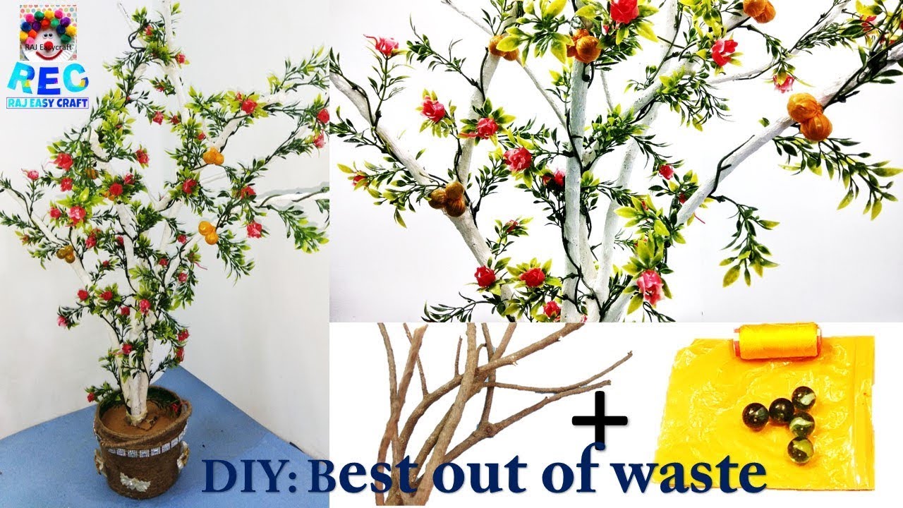 How to make showpiece tree | waste and best | home decor ideas - YouTube