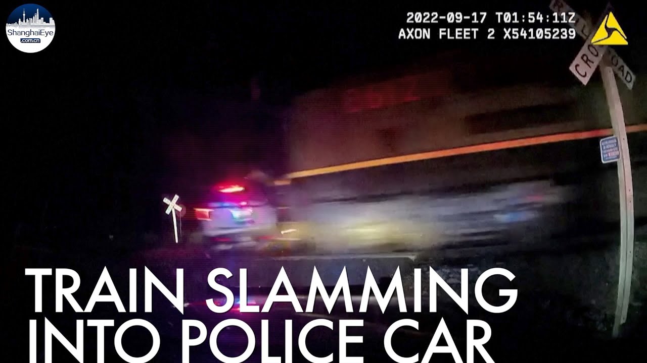 Bodycam shows shocking moment train slammed into police car with woman ...