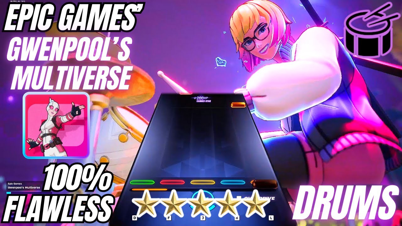Fortnite Festival - Gwenpool's Multiverse | Expert Drums | 100% Flawless - YouTube