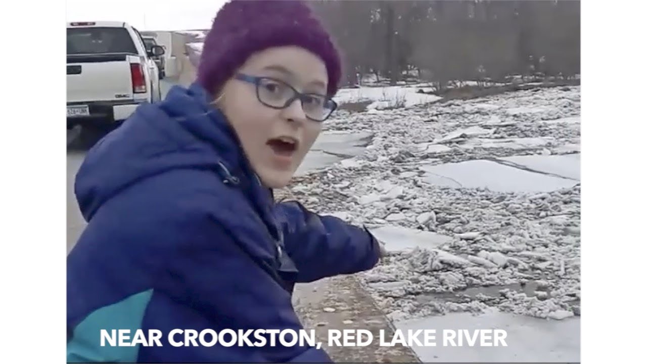 Ice Jams On Red Lake River Near Crookston Saturday Evening - YouTube