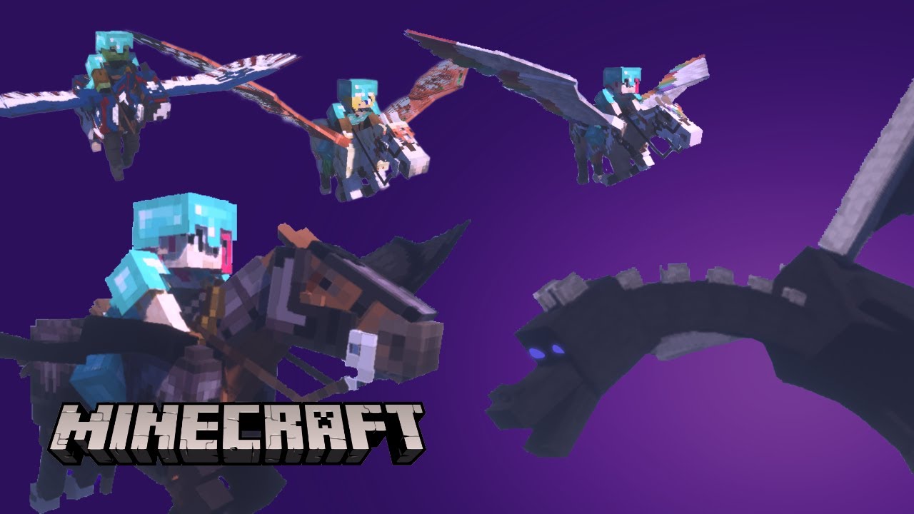 We fought the enderdragon on horseback! Minecraft SWEM survival! #11 ...