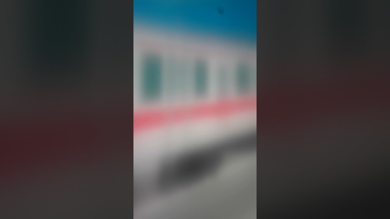 Red express train departs the station with a 3 tone horn - YouTube