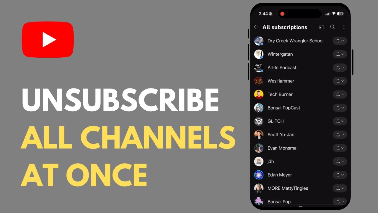 How to Unsubscribe All Subscribed Channels on YouTube At Once - YouTube