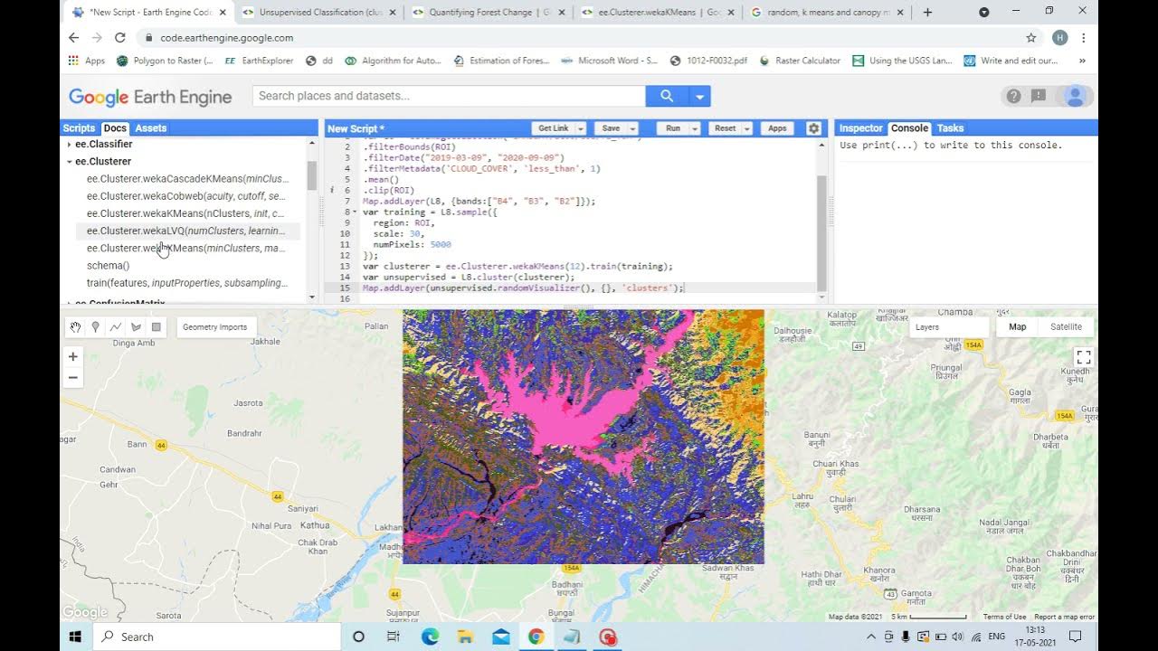 Unsupervised classification using Google Earth Engine - YouTube