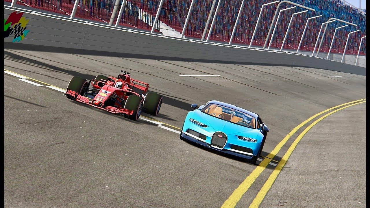 Ferrari F1 2018 vs Bugatti Chiron - Oval Track - YouTube