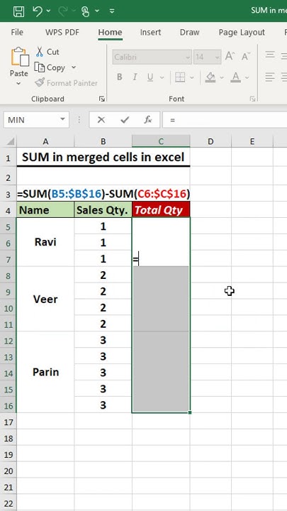 SUM in merged cells in excel #exceltutorial #exceltips #exceltricks #excel - YouTube