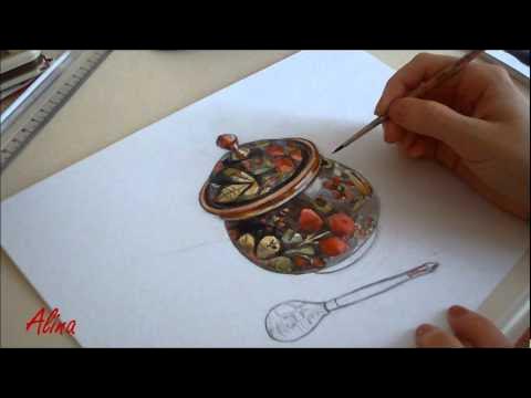 живопись, акварель, хохлома - YouTube