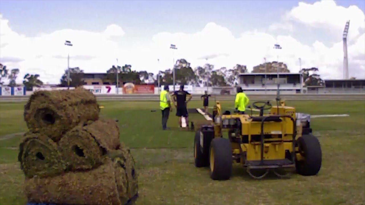 Drop-in cricket wicket prototype installation, September 2015 - YouTube