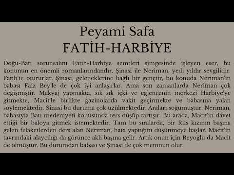 AYT EDEBİYAT Eser Özetleri | Peyami Safa FATİH - HARBİYE