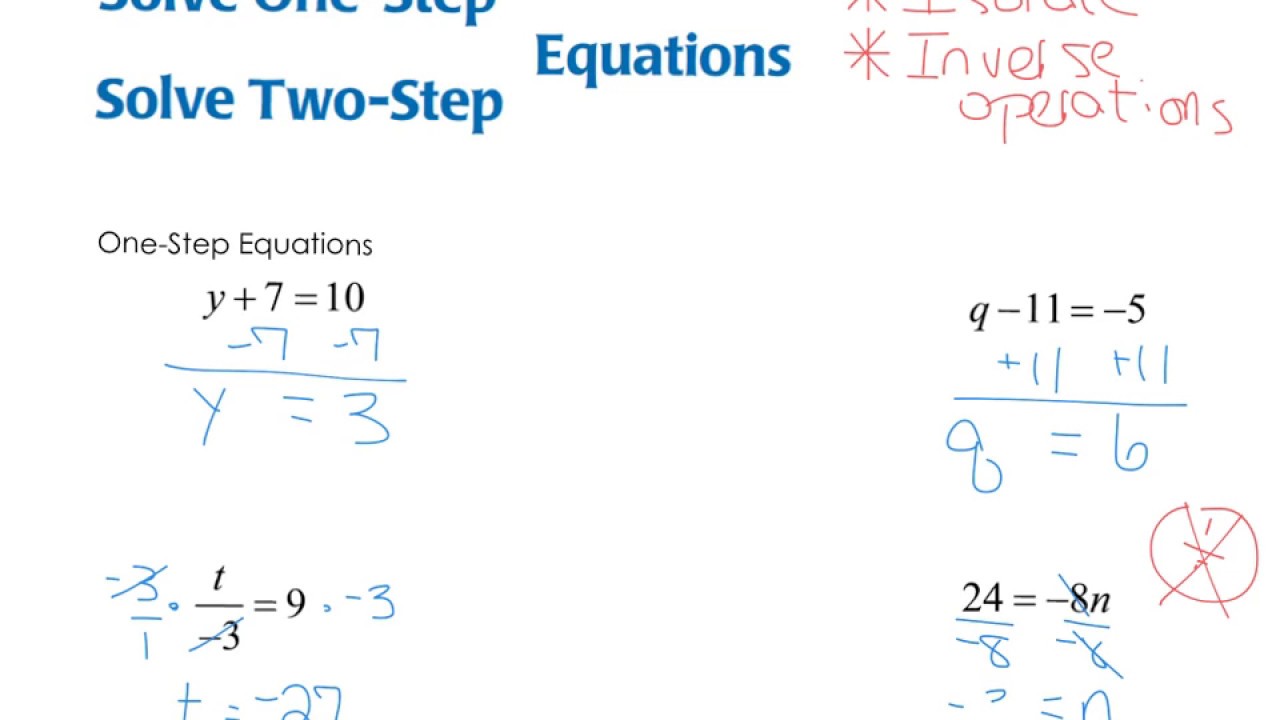 A1 One- and Two-Step Equations Review - YouTube