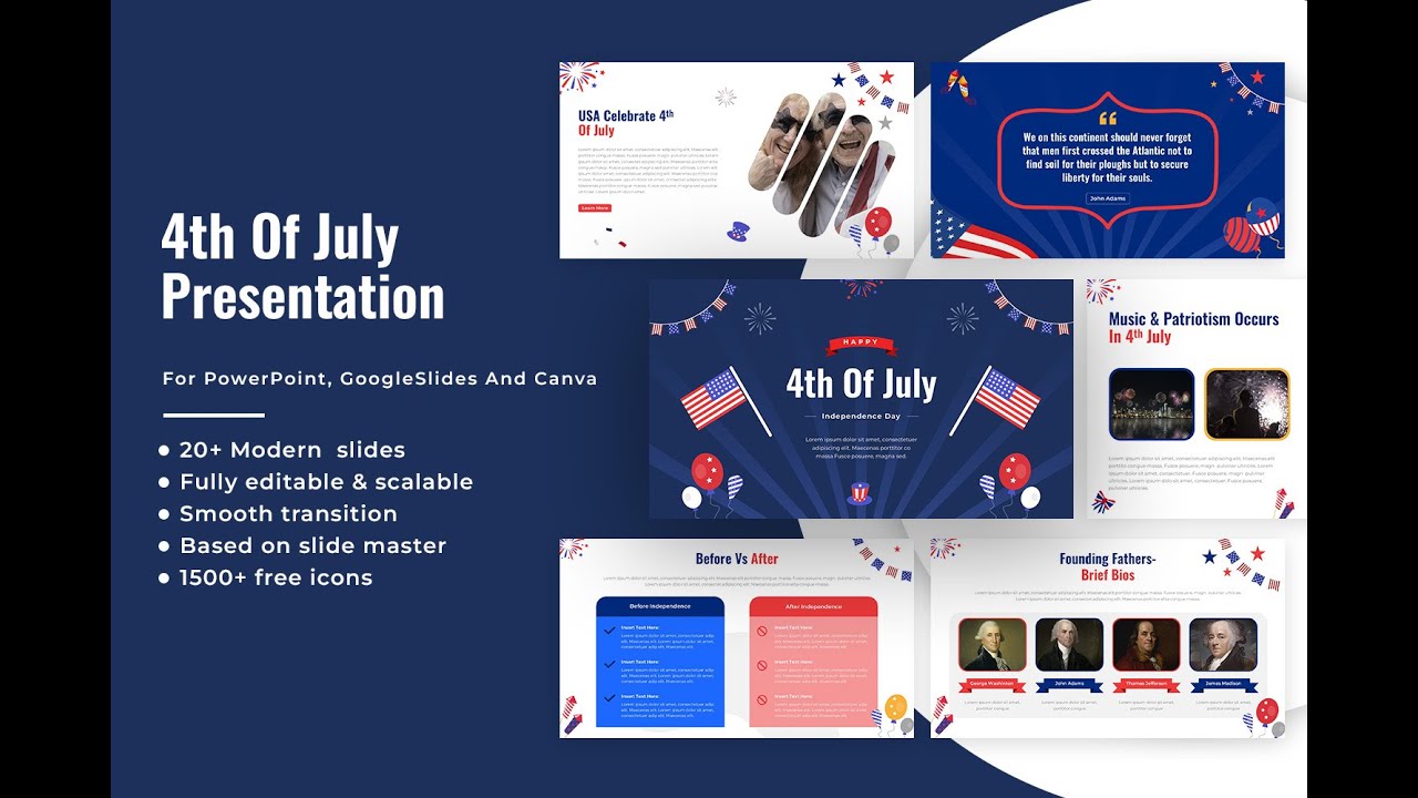 4th of July Celebration Slides – Perfect for Events, Promos & Patriotic ...