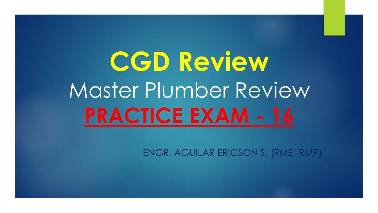 CGD Review - Master Plumber Practice Exam 16 - YouTube