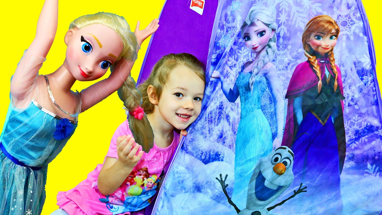 Elsa vs Ava! Disney Frozen Giant Surprise Toys Play House Tent & Evil ...