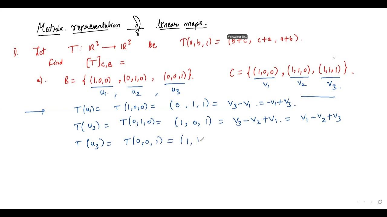 Matrix representation of Linear Transformation in given Basis. #matrix ...