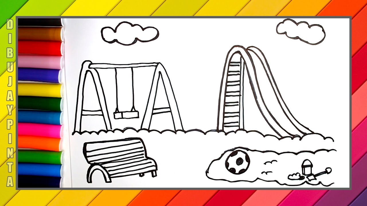 Dibuja y Pinta un PARQUE INFANTIL 🎨👧🧒 🌈Dibujos para Niños🌈 - YouTube