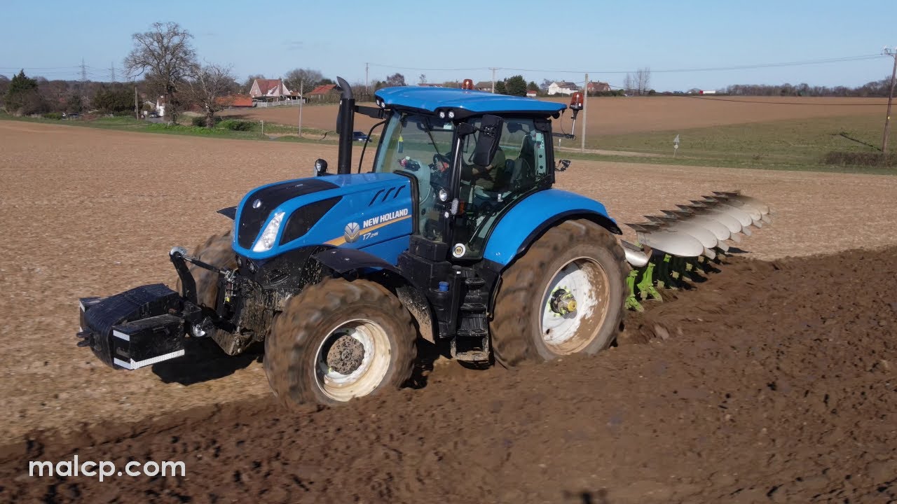 4k New Holland NH T7.245 ploughing in Blaxhall + Dowdeswell 7 Furrow ...