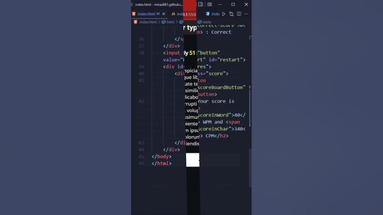 Build A Speed Typing Game With html css & JavaScript.#shorts#js#html#css#typing#game - YouTube