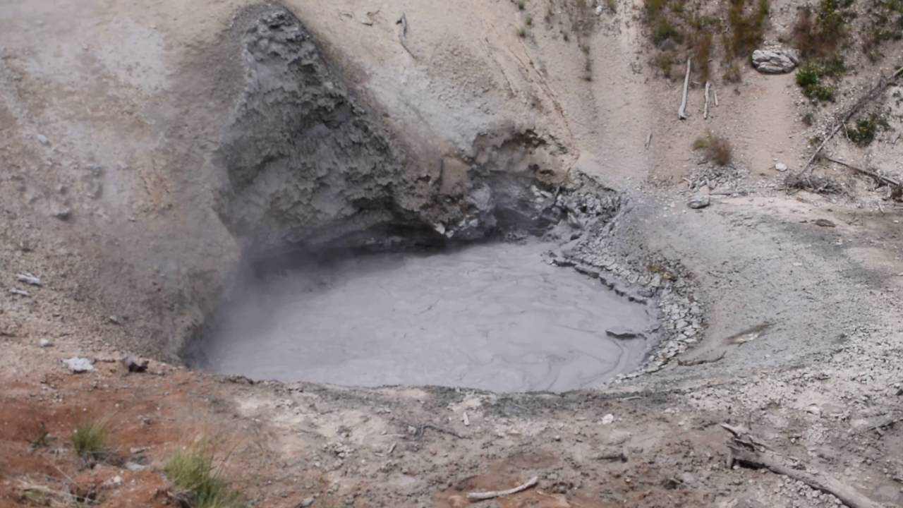 Boiling Mud Pool Yellowstone Sulphur Springs - YouTube