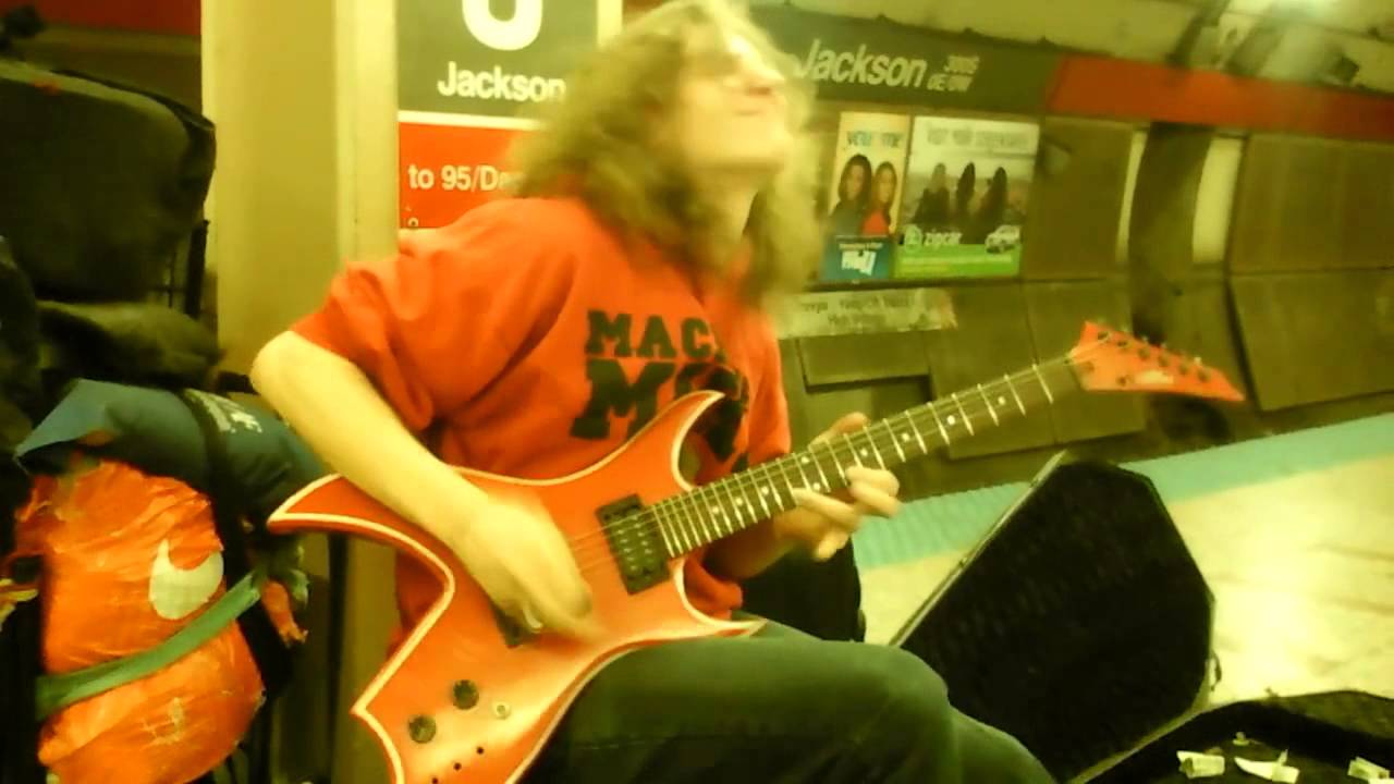 Chicago street performer! Free bird meets metal! - YouTube
