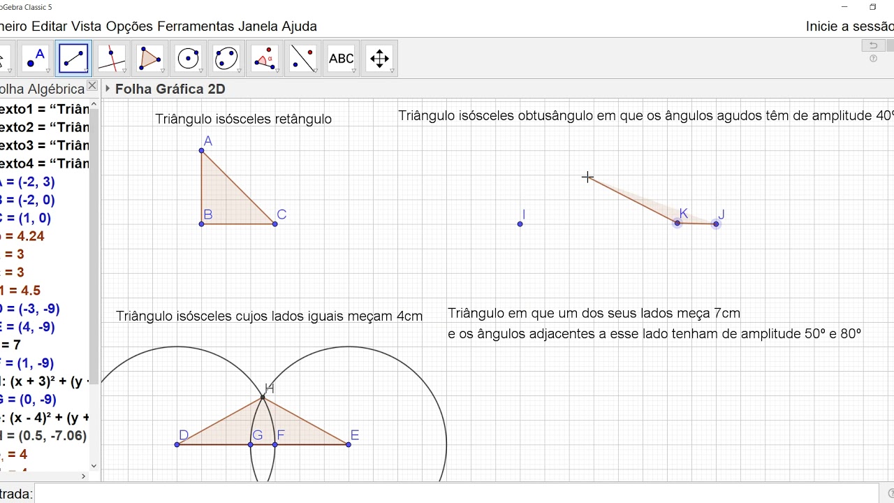 GeoGebra - Construção de triângulos. - YouTube