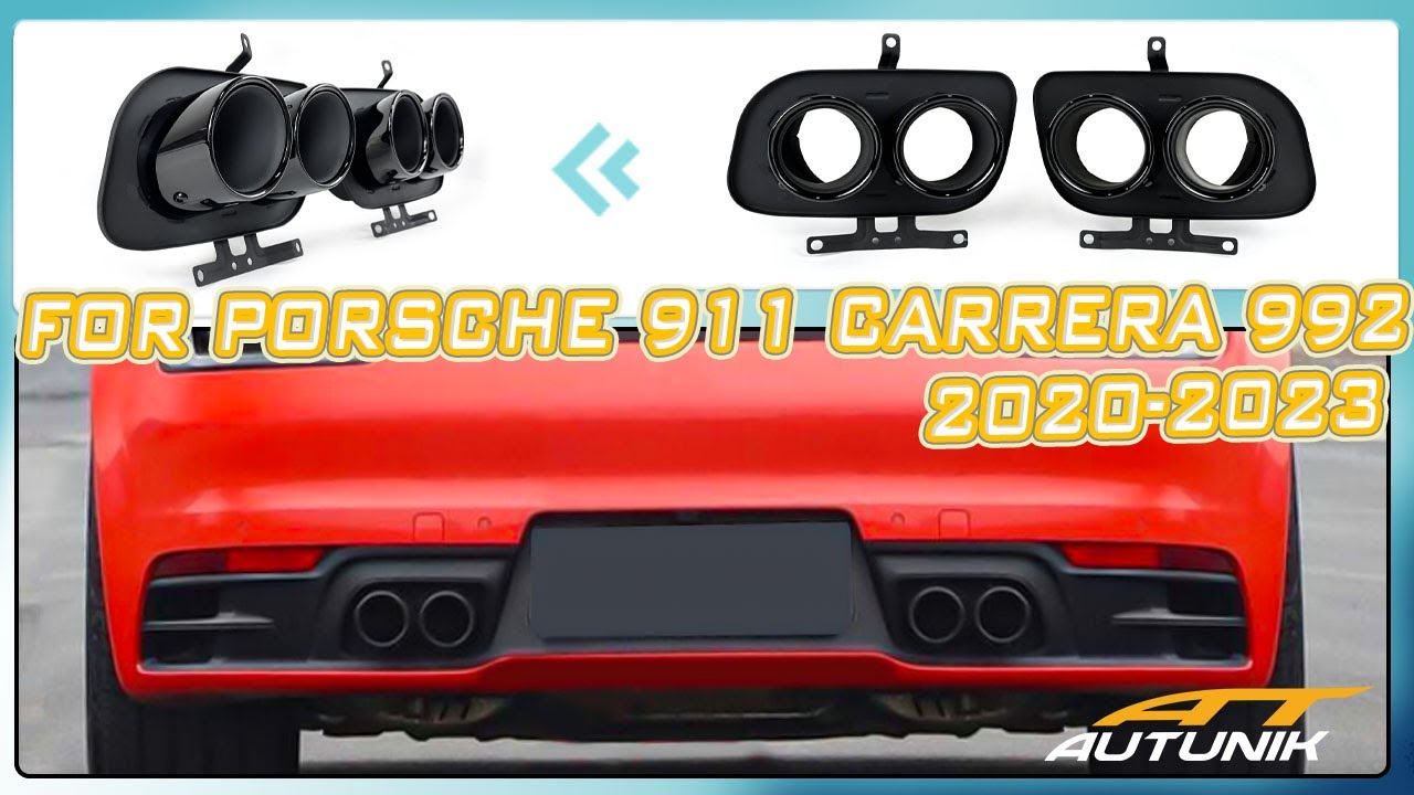 Porsche 911 - 992 Carrera Black Chrome Exhaust Tips Replacement et227 ...