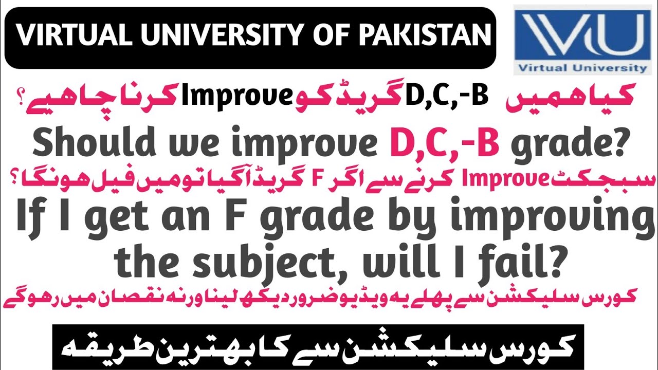 Improvement of D C -B Grade in virtual university | Course selection 2024 - YouTube