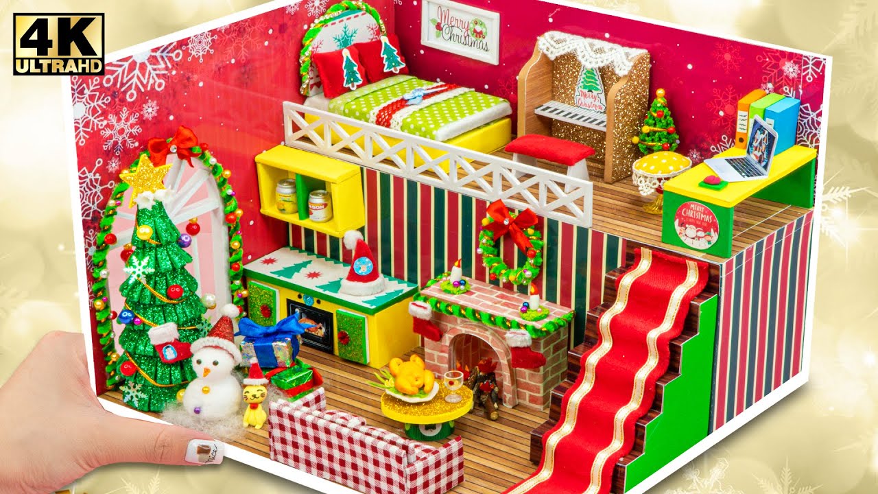 DIY Miniature Christmas House #130 ️ How To Make Cardboard Christmas ...