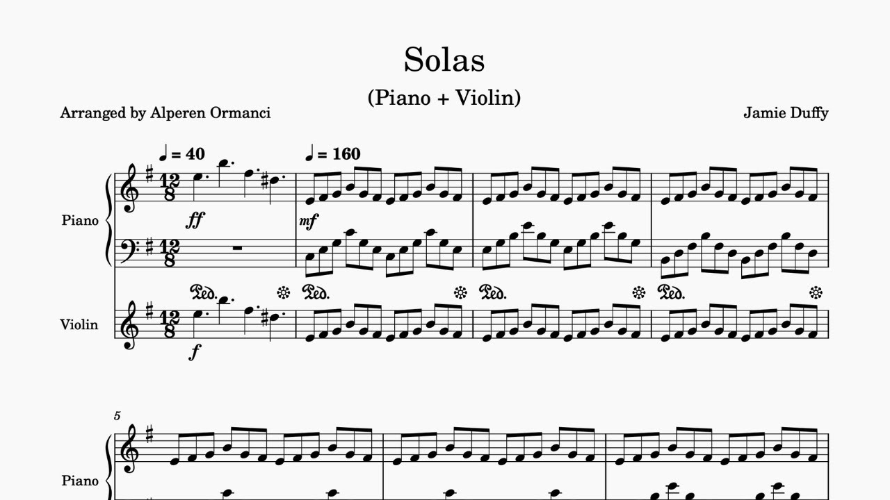 Solas - Jamie Duffy - Piano + Violin Sheets - YouTube