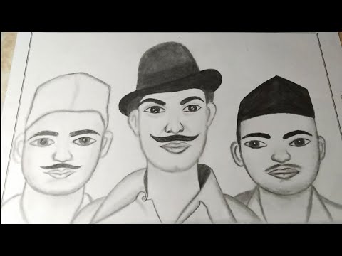 Bhagat Singh, sukhdev and rajguru drawing | सत सत नमन || - YouTube