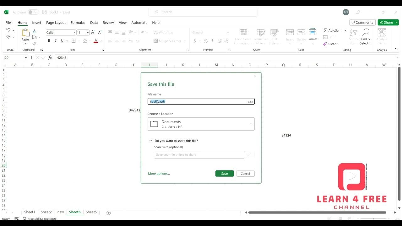 Save workbook - Microsoft Excel - YouTube