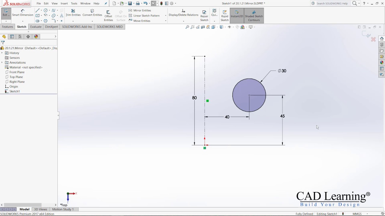 1.9. Mirror Entities - SolidWorks 2017 - YouTube