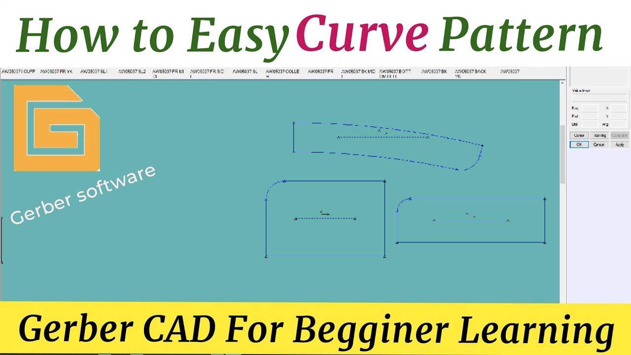 How to Easy curve Pattern Gerber CAD software for Beginner Bangla ...