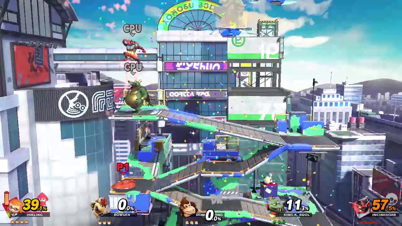 Super Smash Bros. Ultimate (Inkling Girl Vs. Bowser Vs. Incineroar Vs ...