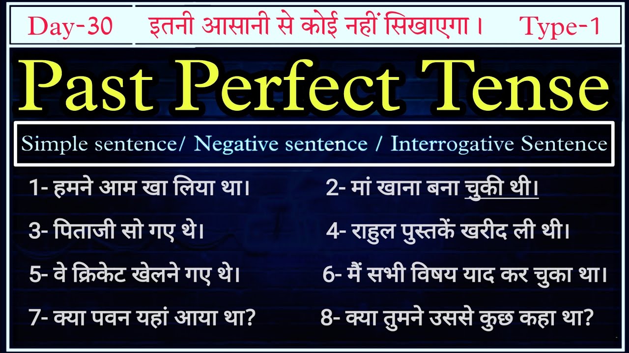 Past Perfect Tense | Past Perfect Tense Negative Sentence | English ...