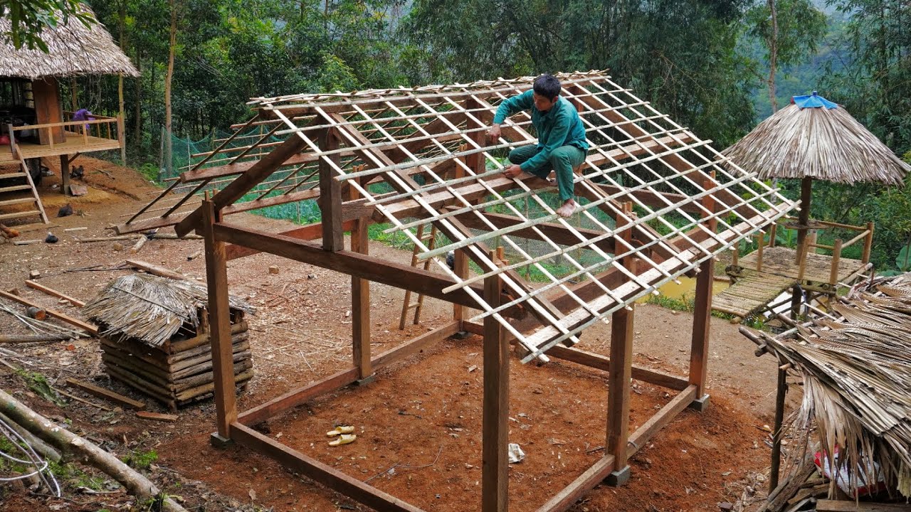 Make a new roof frame, building life, farm life, Day 107 - YouTube