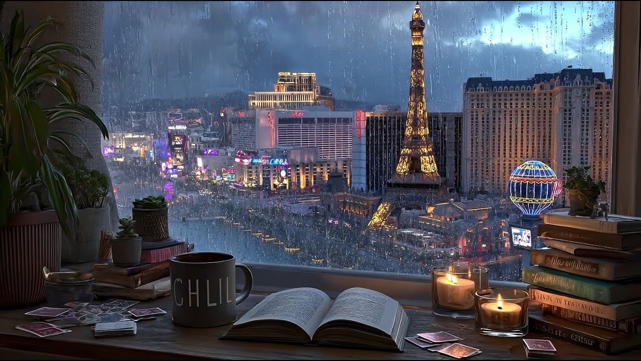 Paris Study Room Ambience with Rain Sounds & Eiffel Tower View | Focus ...