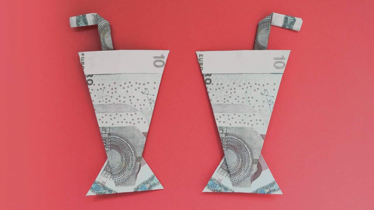 Euro Origami GLAS SAFT MIT STROHHALM Geldgeschenk GELD FALTEN | Money ...