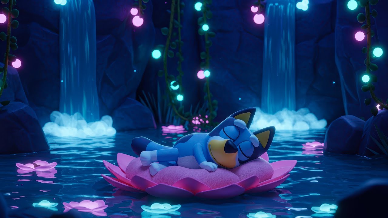 Dreamy Slumber with Bluey | Luminous Piano & Waterfall Sounds for Deep ...